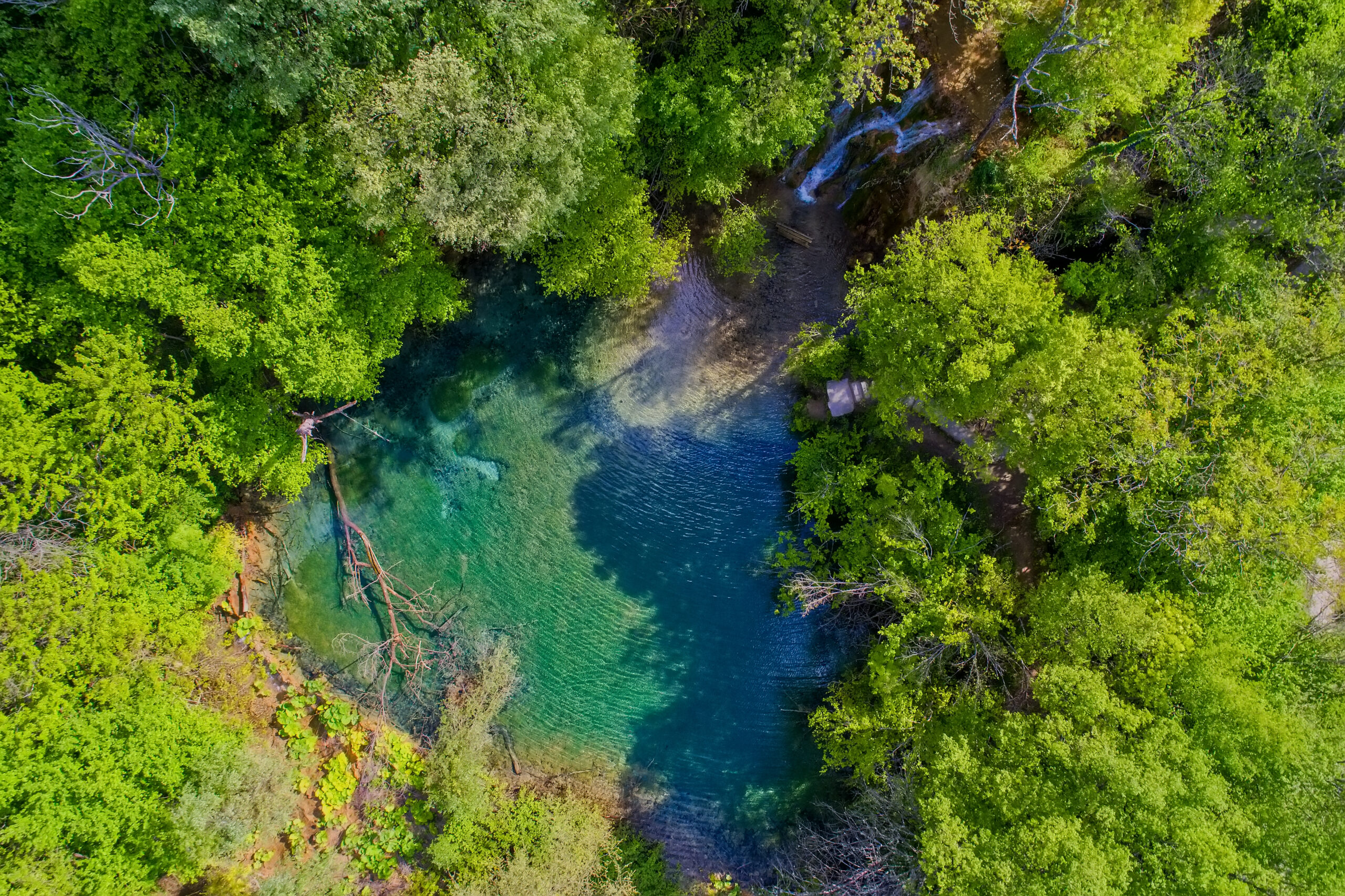 Lake Skra, the gorgeous blue lagoon, in northern Greece